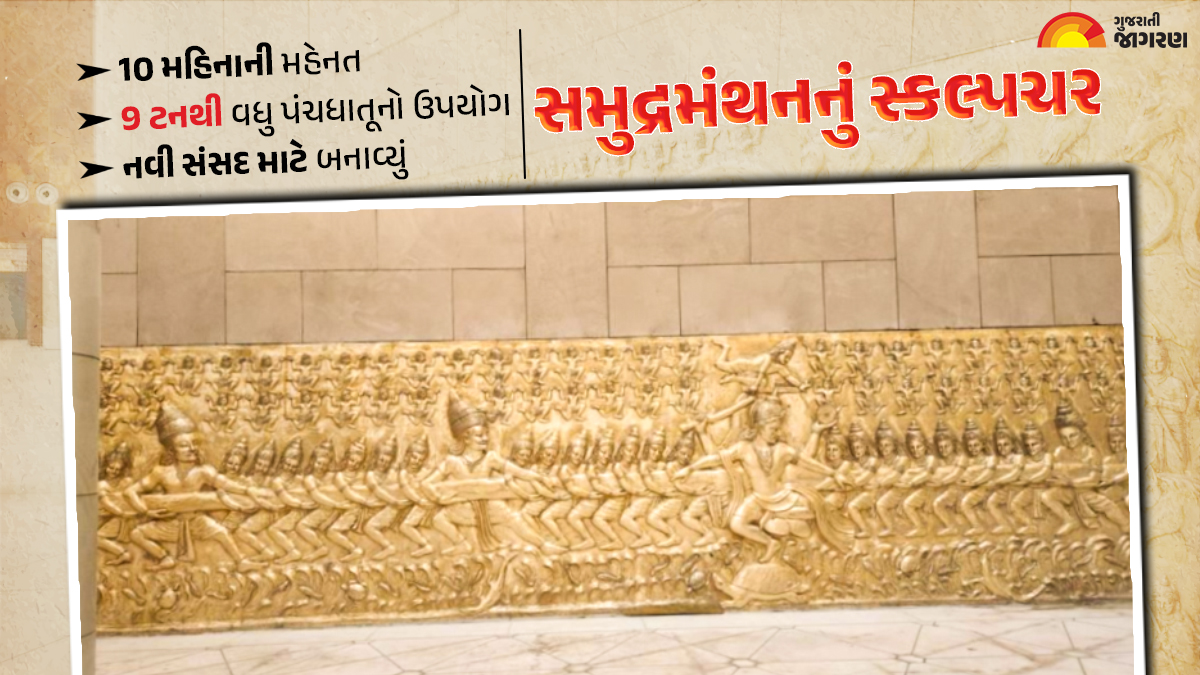 નવી સંસદમાં દરેક ભારતીયોને ગર્વ કરાવે એવું 'સમુદ્રમંથન'નું વિશાળકાય ...