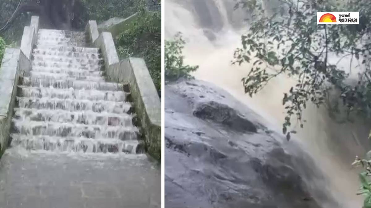 VIDEO: જુનાગઢના ગિરનાર પર નયનરમ્ય દ્રશ્ય જોવા મળ્યા, પર્વત પરથી ધોધ ...