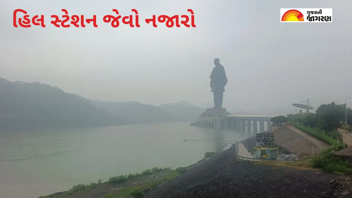 Statue of Unity Video: મેઘાવી માહોલમાં સ્ટેચ્યુ ઓફ યુનિટીનો અદભૂત નજારો ...