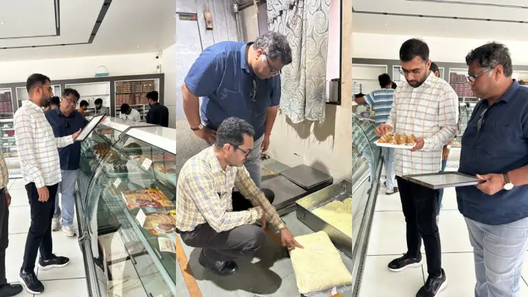 Rajkot: રાજકોટની પ્રખ્તાત 'પટેલ પેંડાવાલા'ની પેઢીમાં ફૂડ વિભાગની ટીમ ...