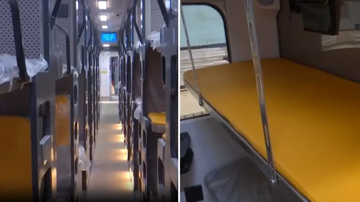 Vande Bharat Sleeper: આવી ગયો વંદે ભારત સ્લીપરનો પ્રથમ વીડિયો, અંદરથી કંઈક આવી દેખાય છે હાઈટેક ...