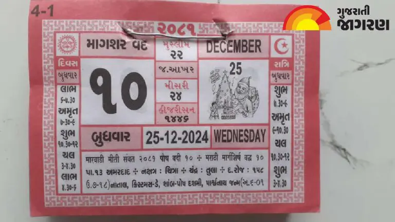 Aaj Nu Panchang 25 December 2024 | આજનું પંચાંગ, ચોઘડિયા, તિથિ | Ajnu ...