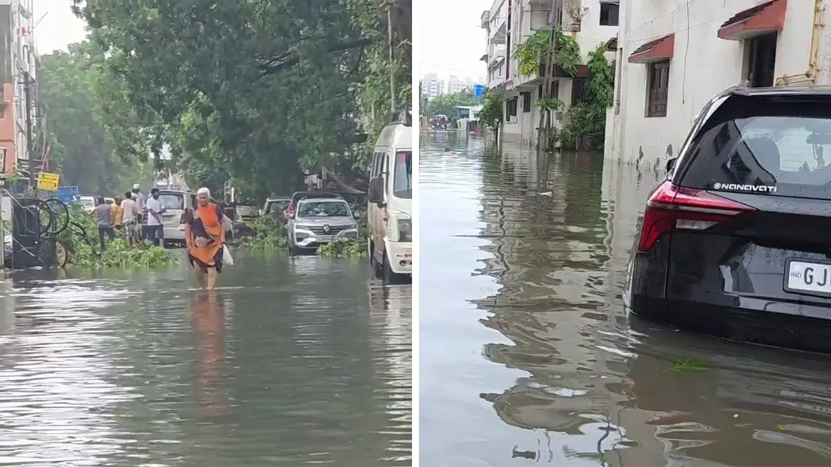 Surat Rain: પાલ કેનાલ રોડ પર આવેલી અવધપૂરી સોસાયટીમાં પાણી ભરાયા, લોકોને પડી હાલાકી